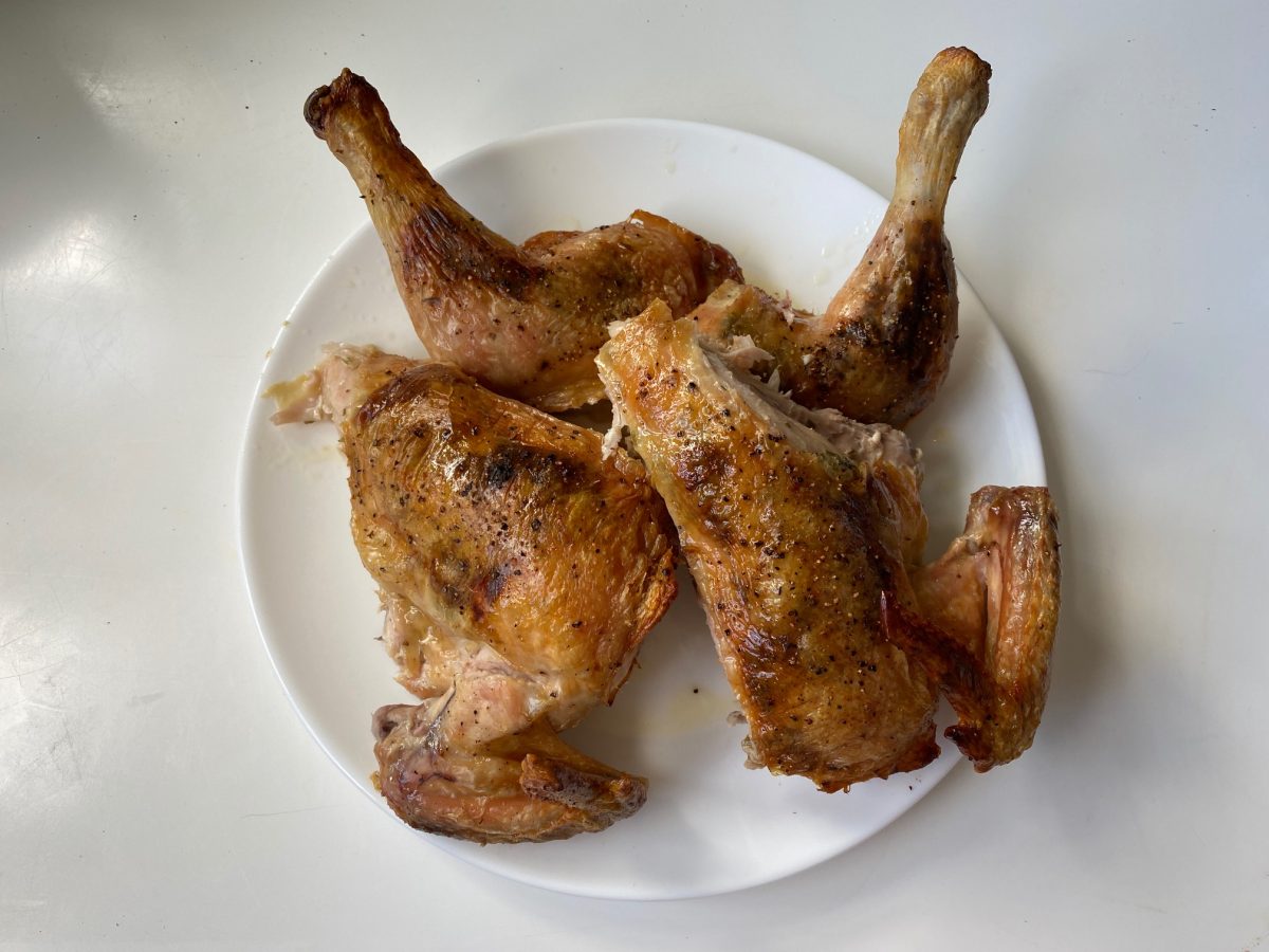 Strain through a fine-mesh sieve into a gravy boat.